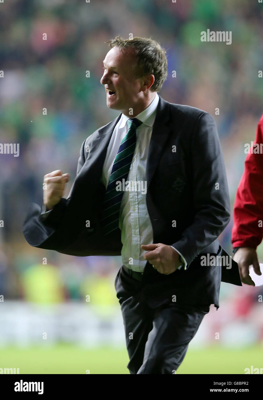 Northern Ireland manager Michael O'Neill celebrates after the final ...