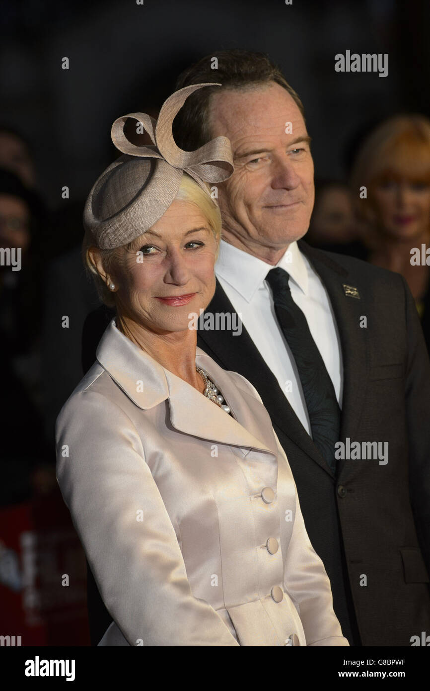 Dame Helen Mirren and Bryan Cranston attending the Trumbo Premiere held ...