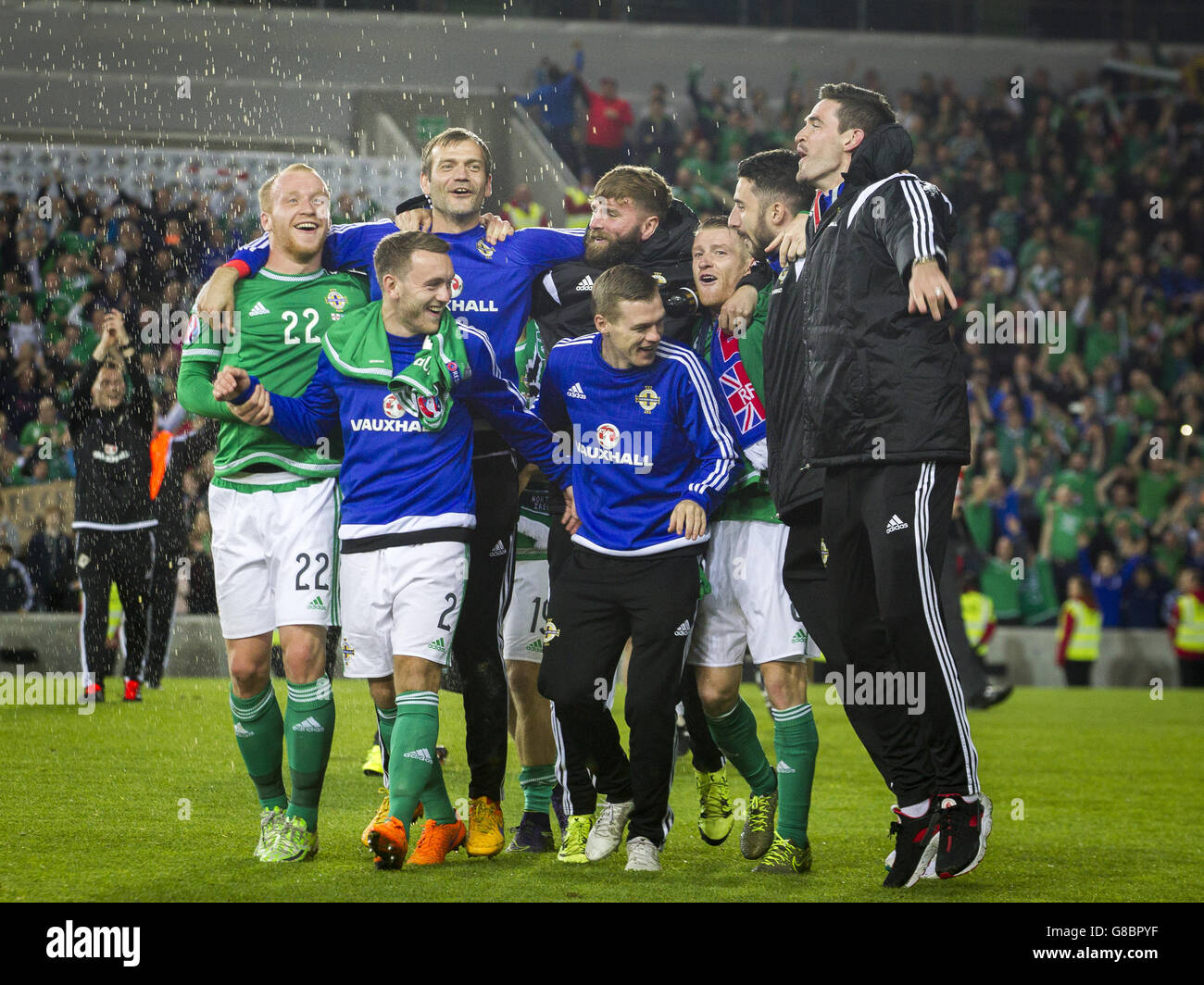 Northern Ireland players celebrate after the UEFA European Championship ...