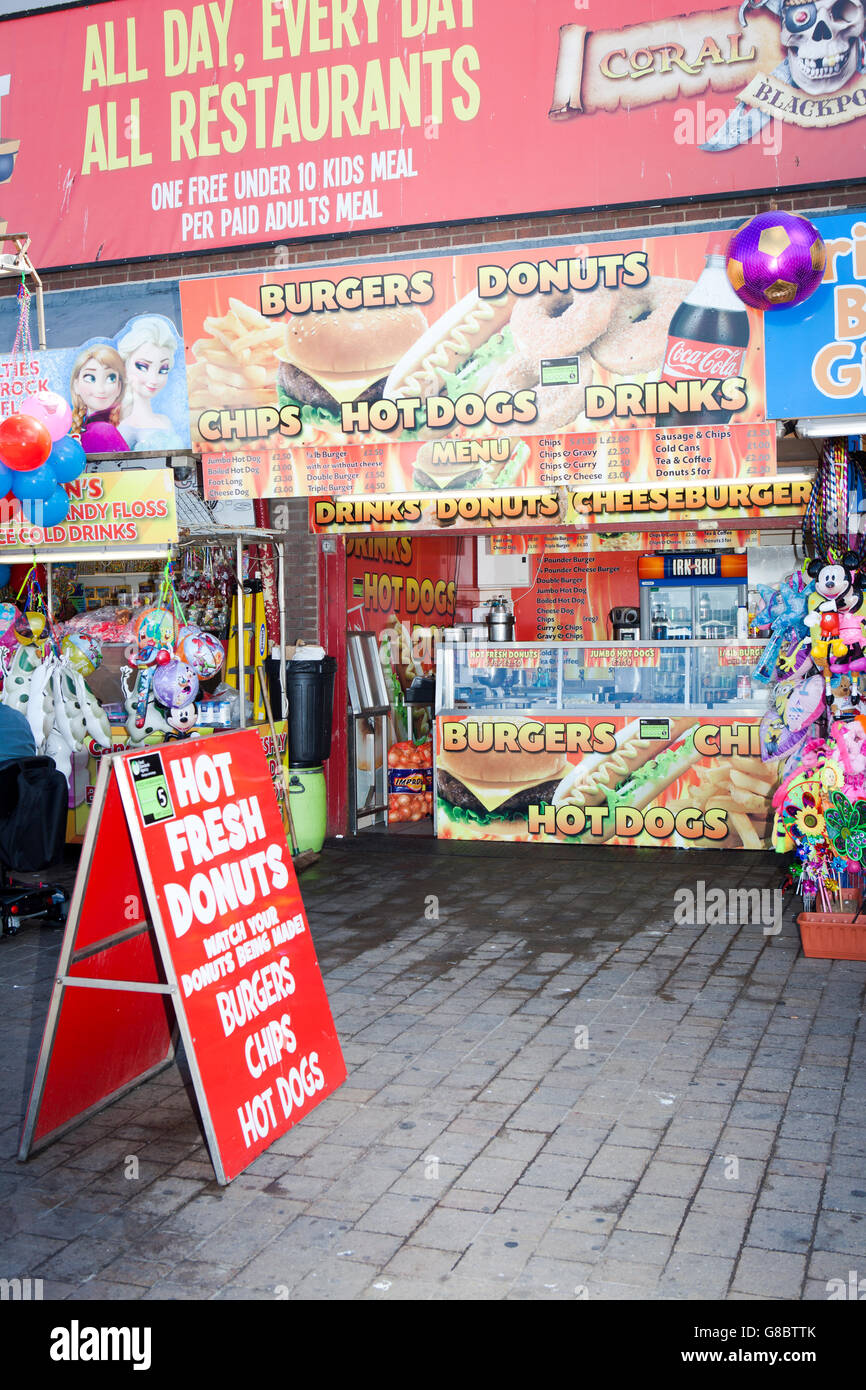 Fast food take away stalls on sea front, Blackpool, Lancashire, uk ...