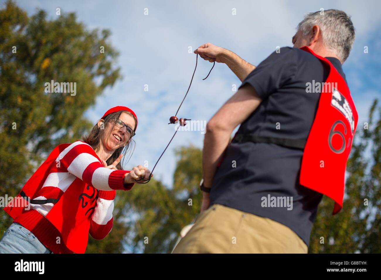 Competitors during the 50th World Conker Championships, at the ...