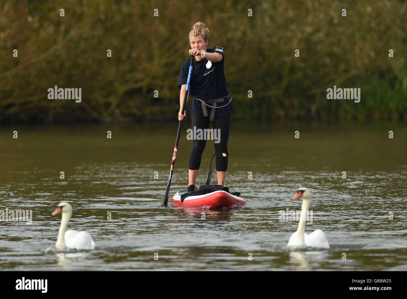 Amber Nuttall travels along the River Thames in Lechlade on her paddle ...
