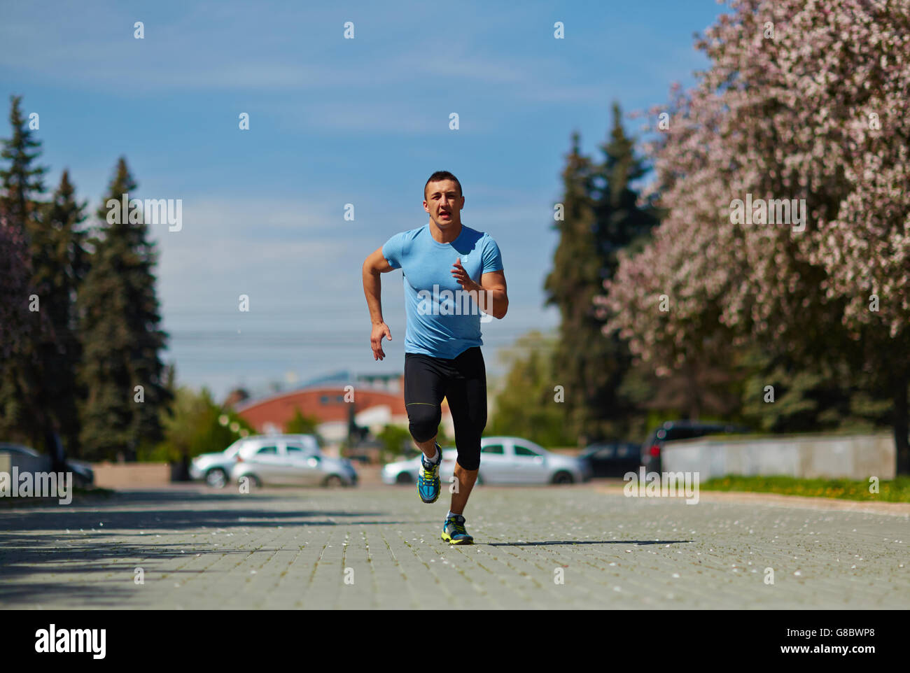 Jogging in park Stock Photo - Alamy