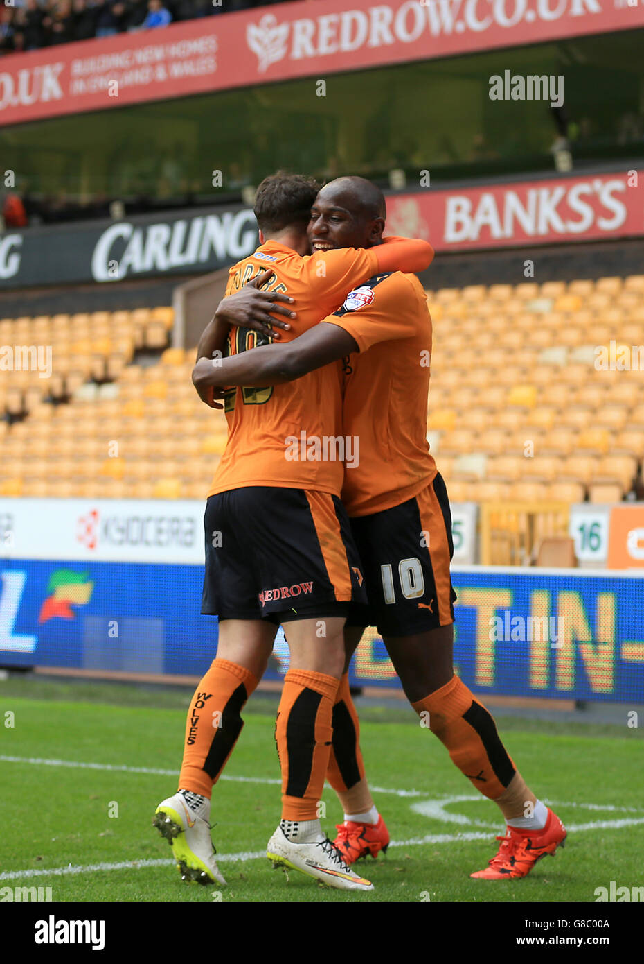 Wolverhampton Wanderers' Benik Afobe (right) celebrates scoring his ...