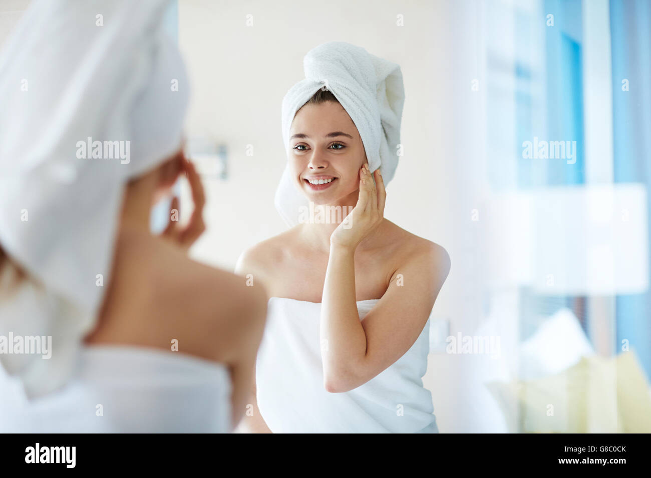 Young woman after bath hi-res stock photography and images - Alamy