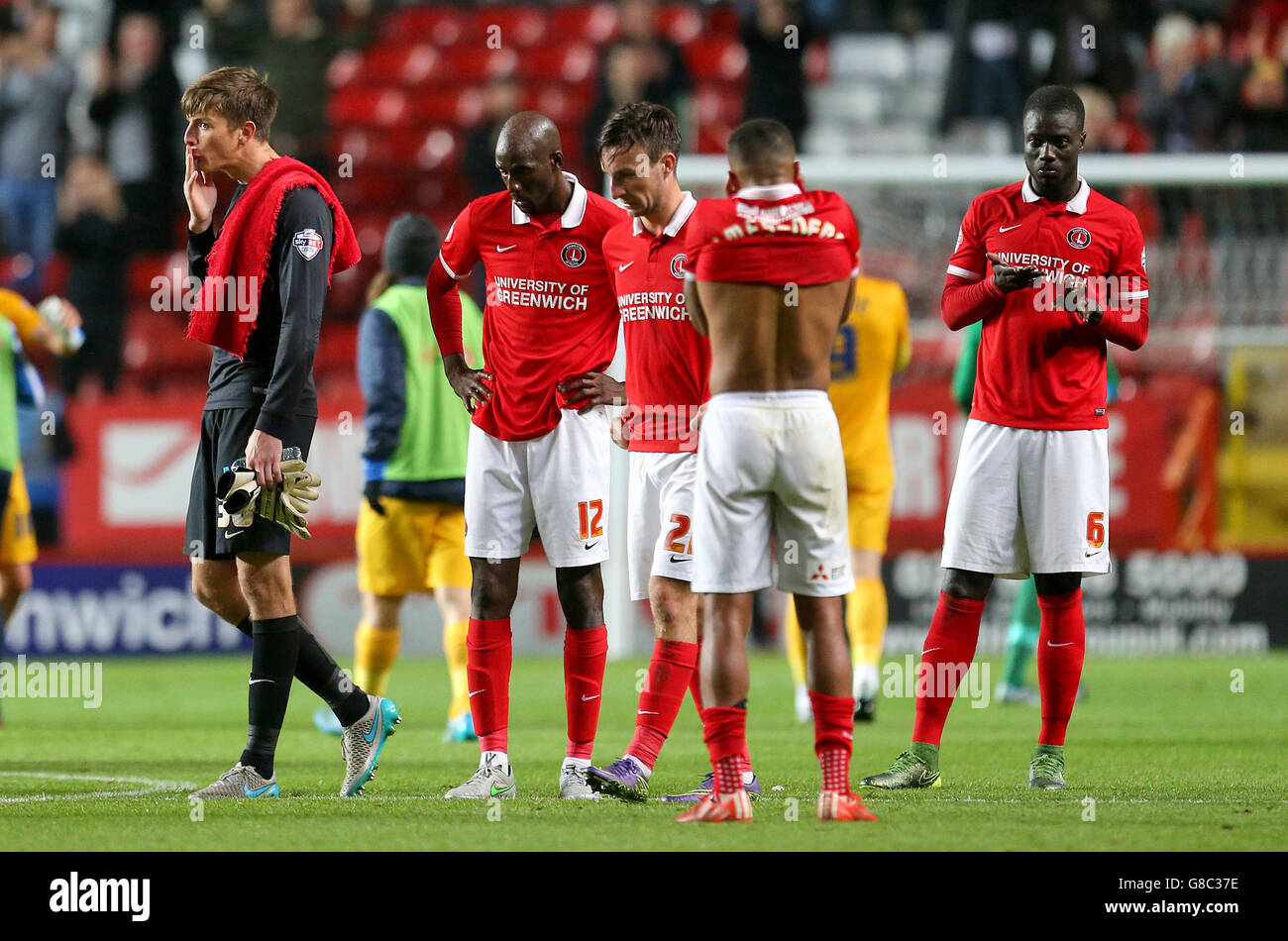 Charlton athletic players look dejected after the game hi-res stock ...