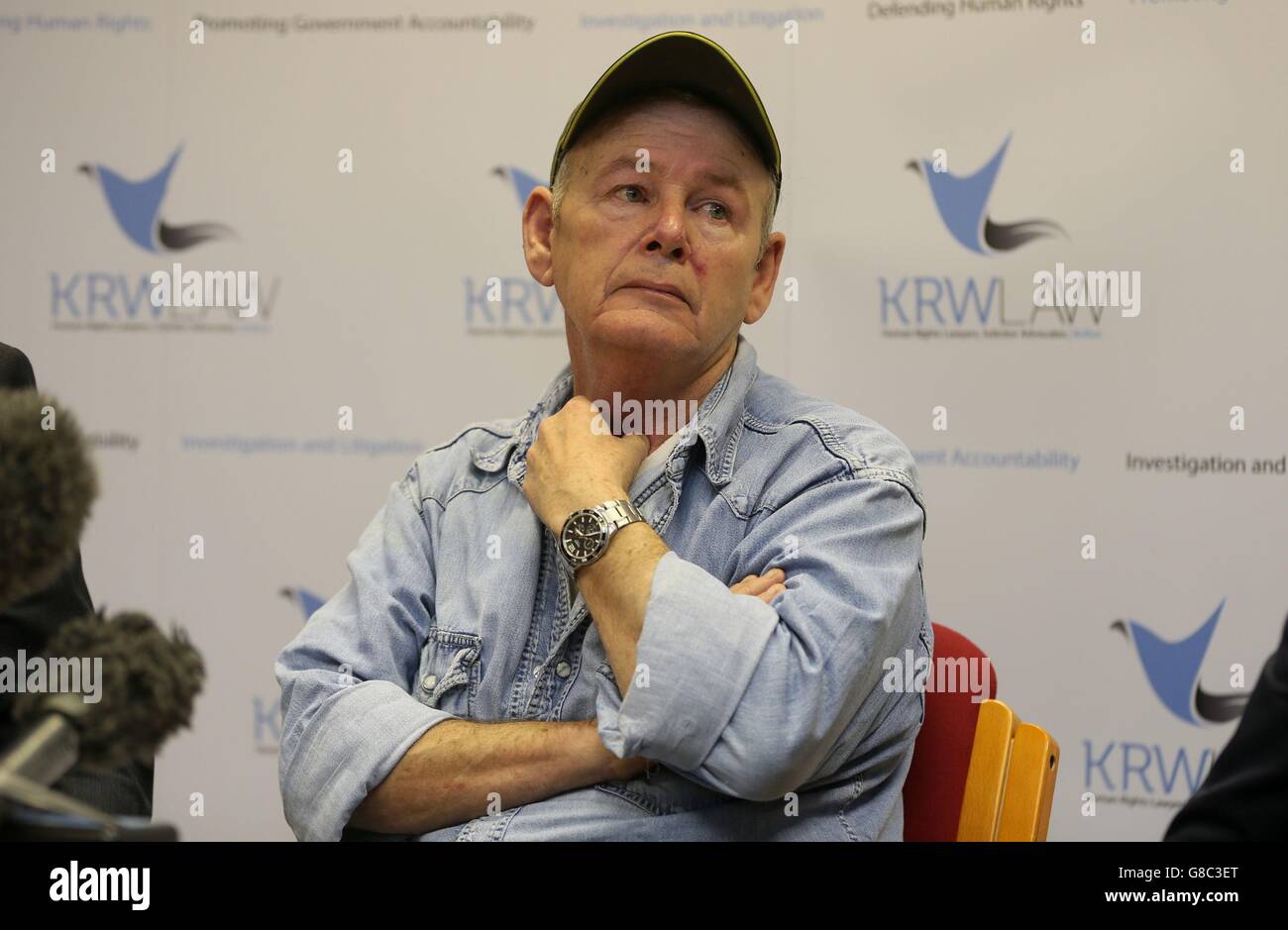 Frank Mulhern, whose son Joseph was shot dead by the IRA, speaking at a ...