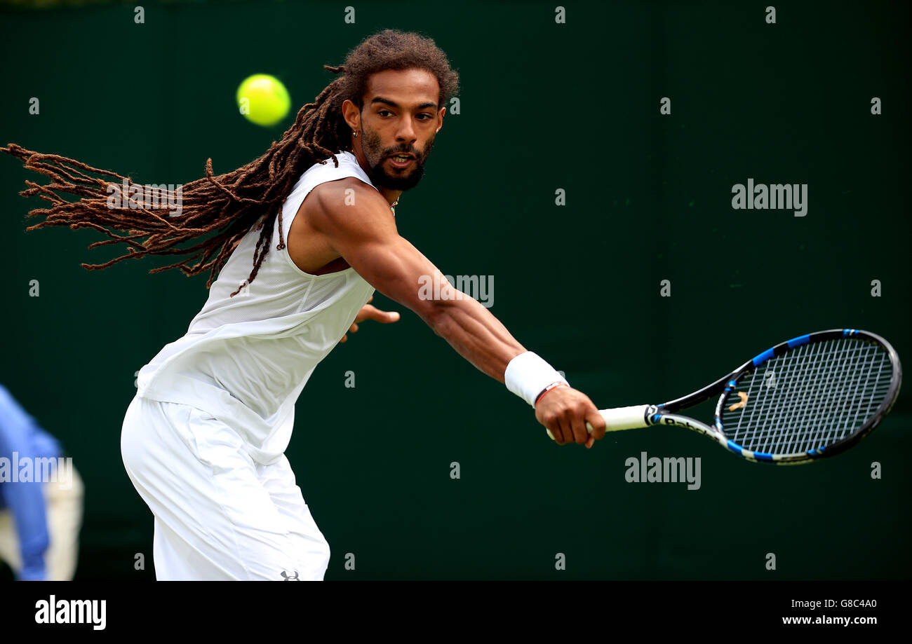Dustin Brown in action against Dusan Lajovic on day Two of the ...
