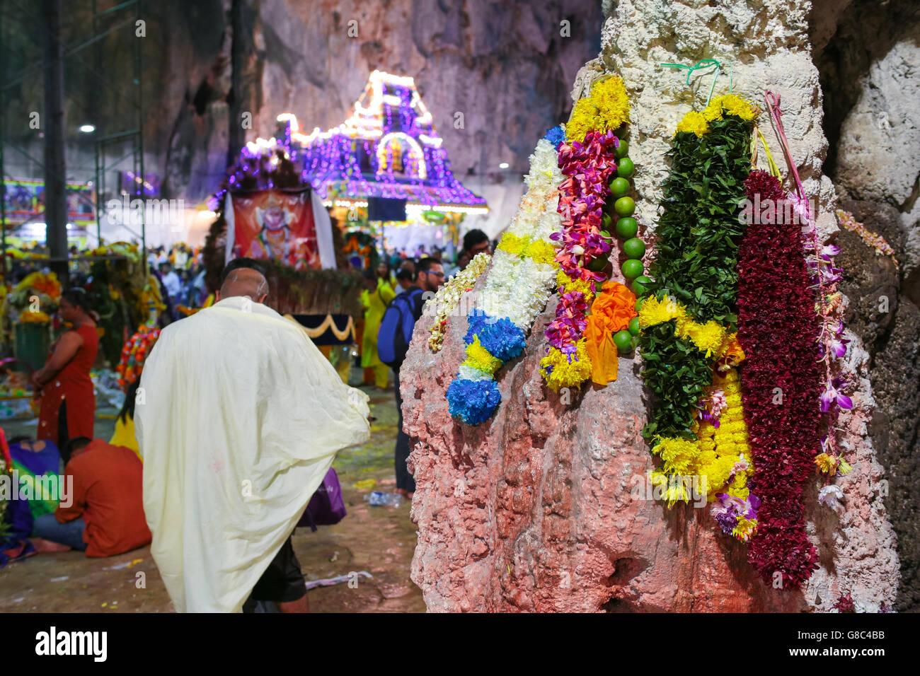 Flower garlands are common decoration for Kavadi bearer during ...