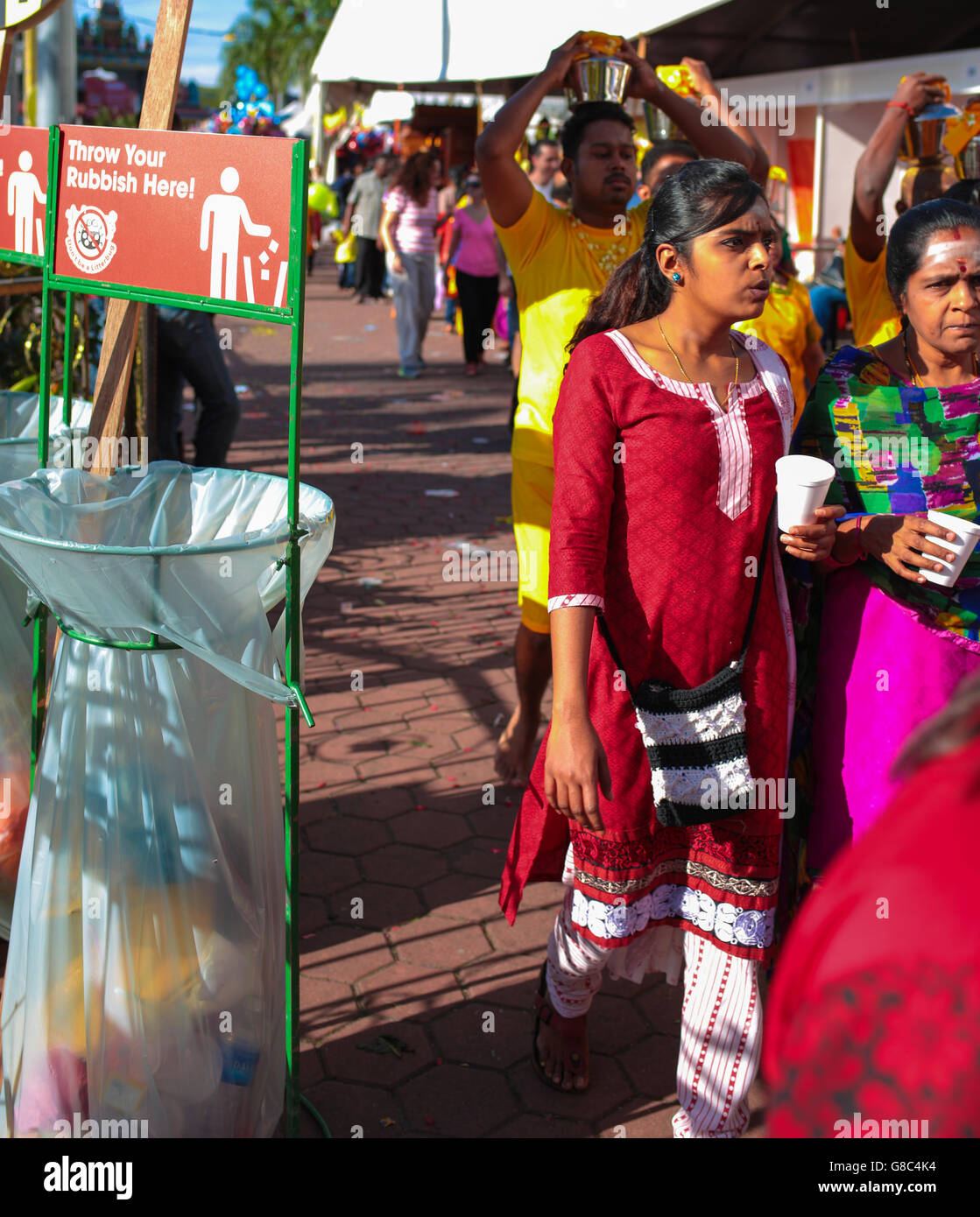 Rubbish bins are placed around Batu Cave temple compound, Kuala Lumpur ...