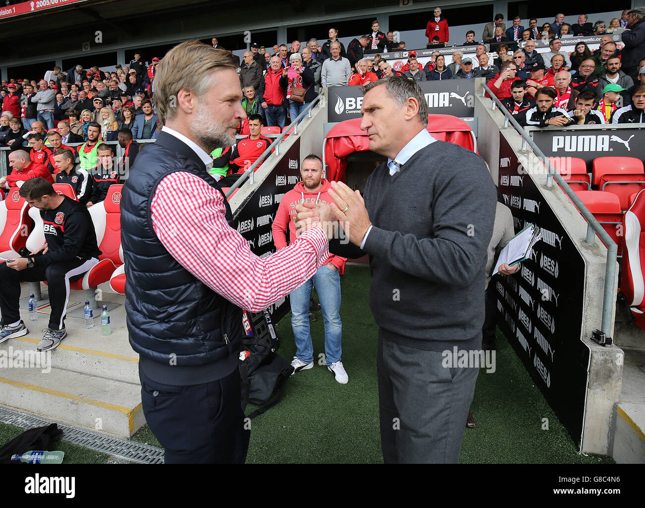 Fleetwood Town manager Steven Pressley meets Coventry City manager Tony ...