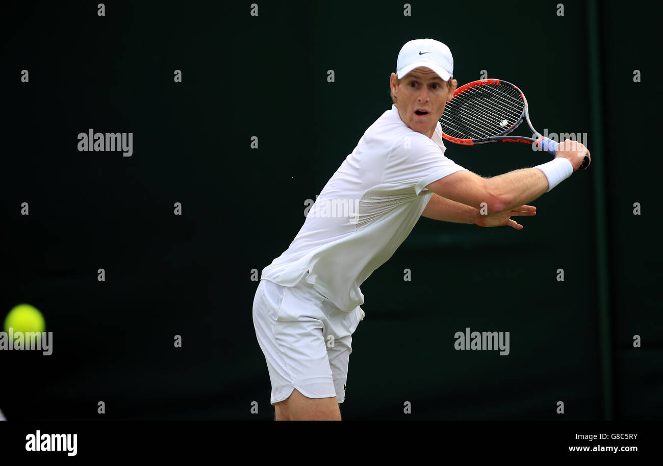 Luke Saville in action against Dennis Novikov on day Two of the ...