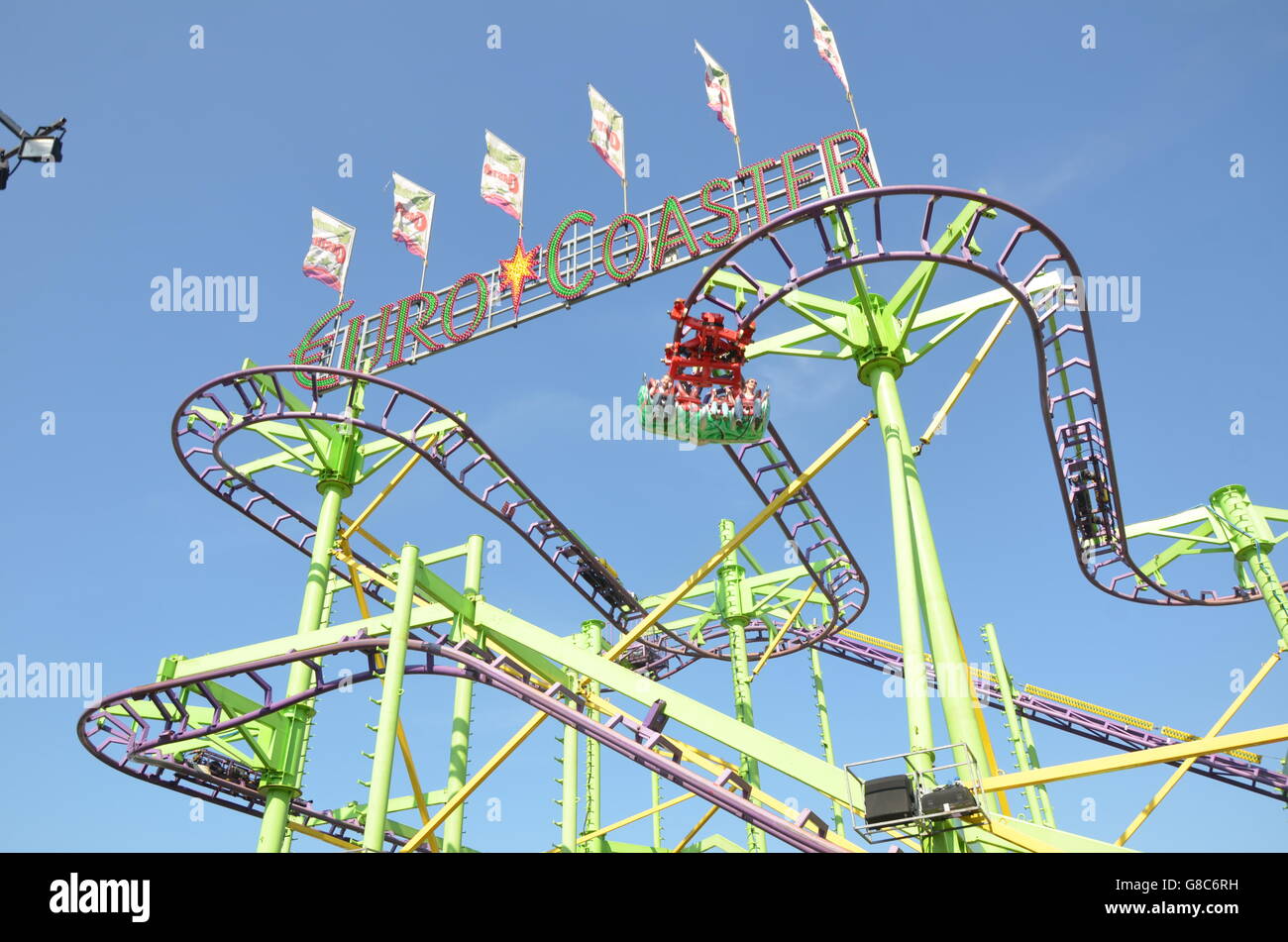 Euro coaster adrenalin, amusement park Stock Photo - Alamy