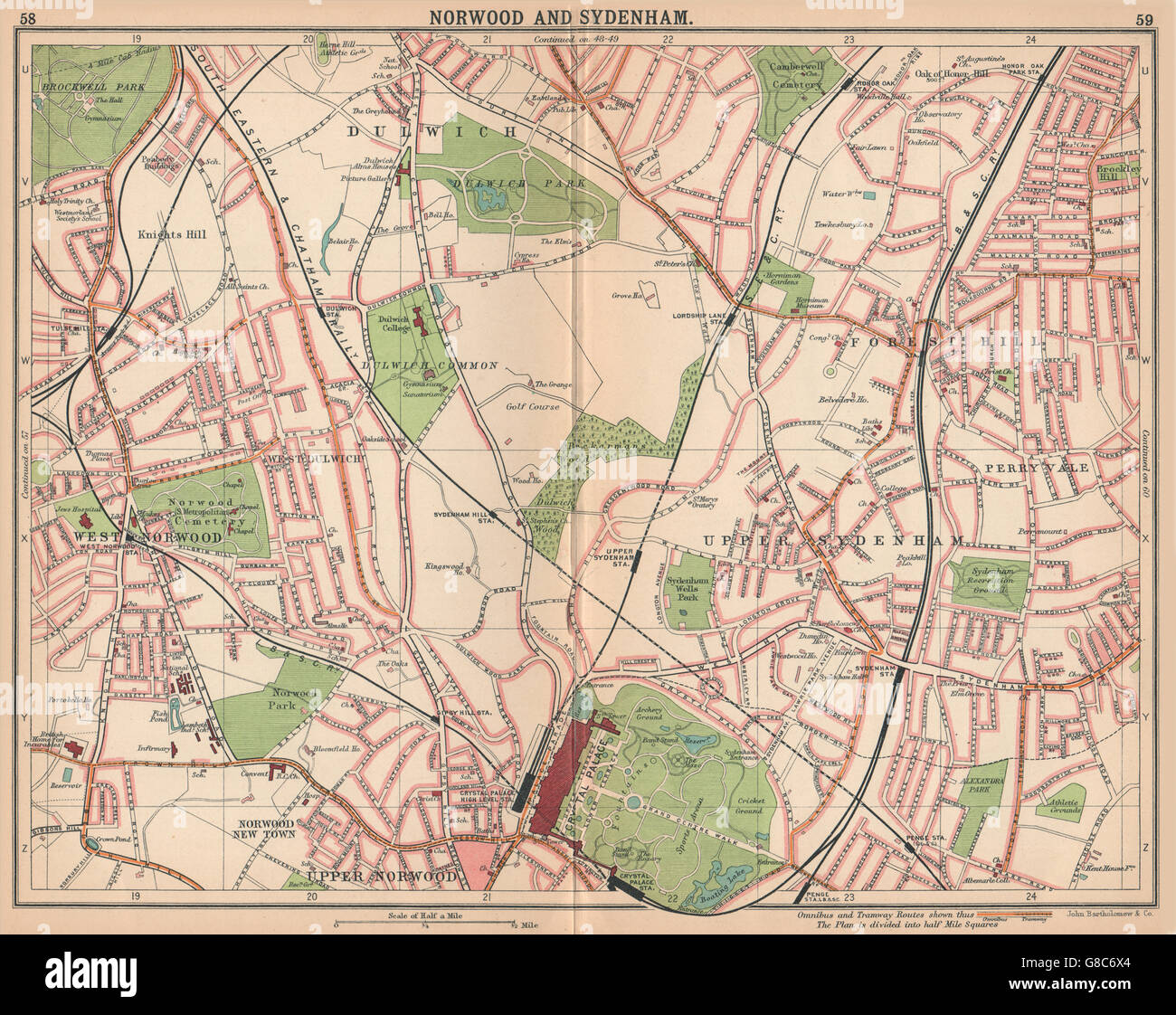 LONDON S:Norwood Sydenham Dulwich Forest Hill W Dulwich.Bus tram routes ...