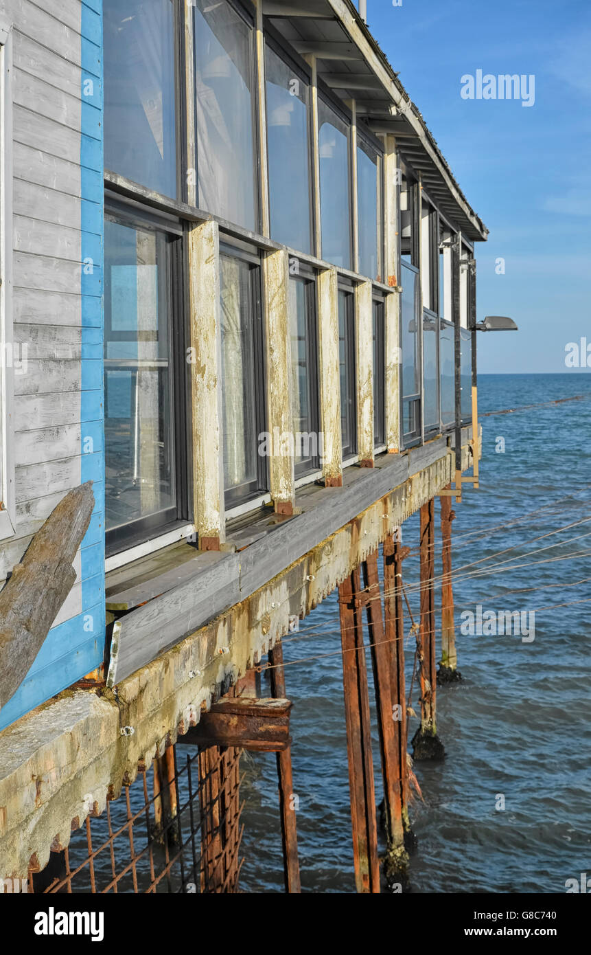 View of structure on stilts on the Mediterranean Sea Stock Photo - Alamy