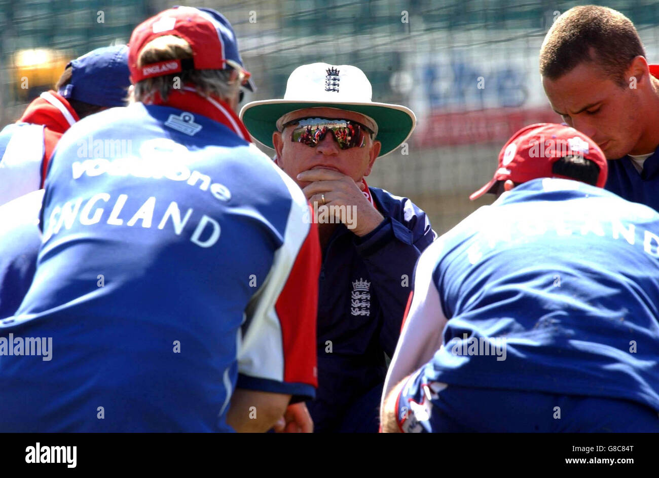 England coach duncan fletcher holds team meeting with players hi-res ...
