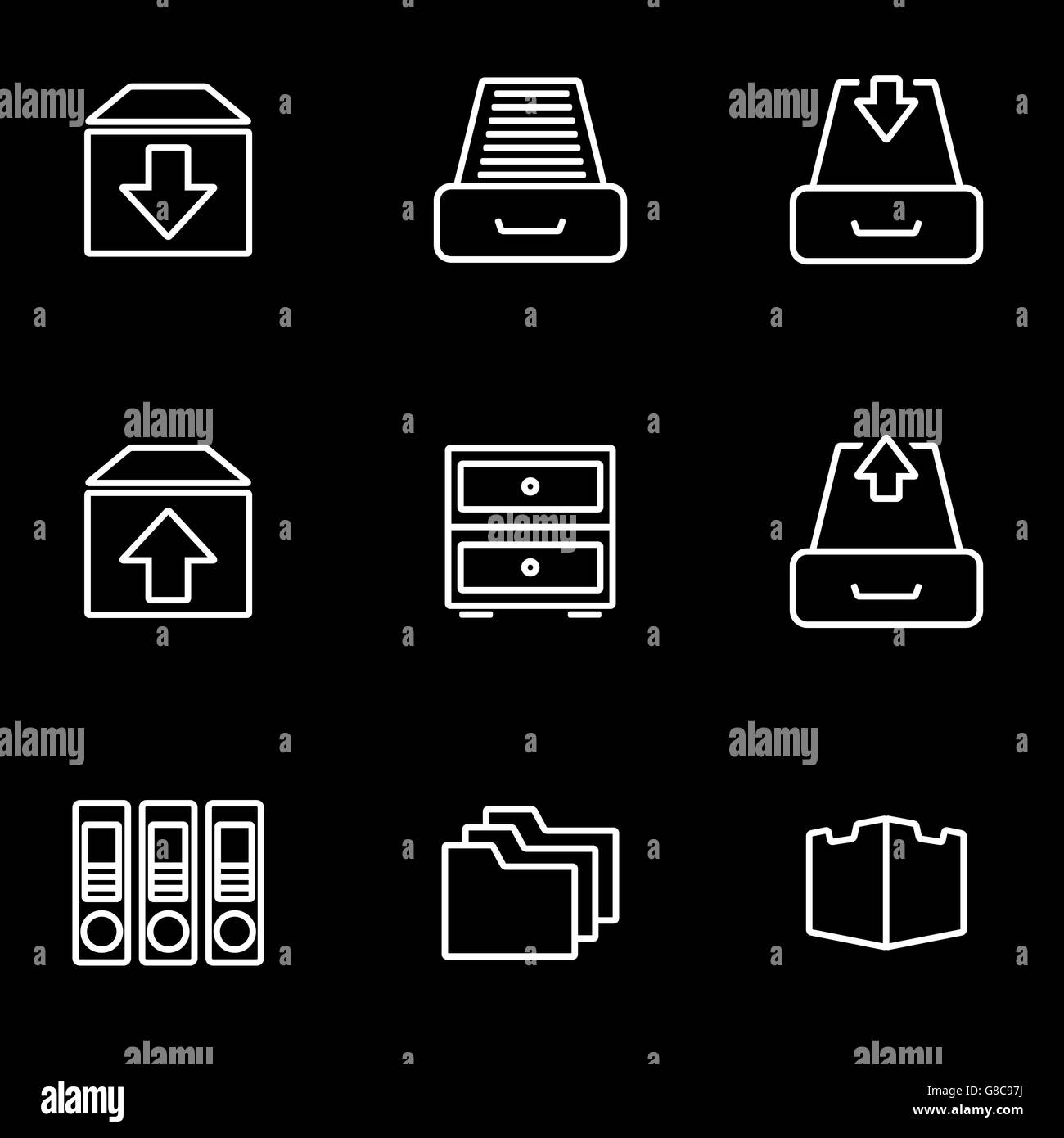 Vector line archive icon set Stock Vector Image & Art - Alamy