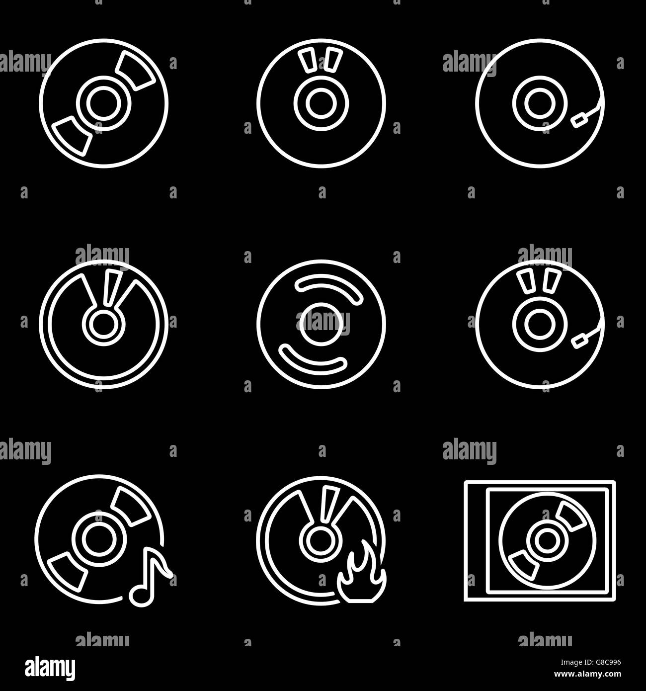 Vector line cd icon set Stock Vector Image & Art - Alamy