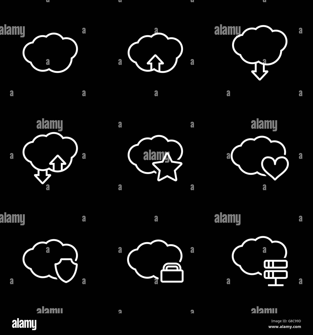 Vector line cloud icon set Stock Vector Image & Art - Alamy