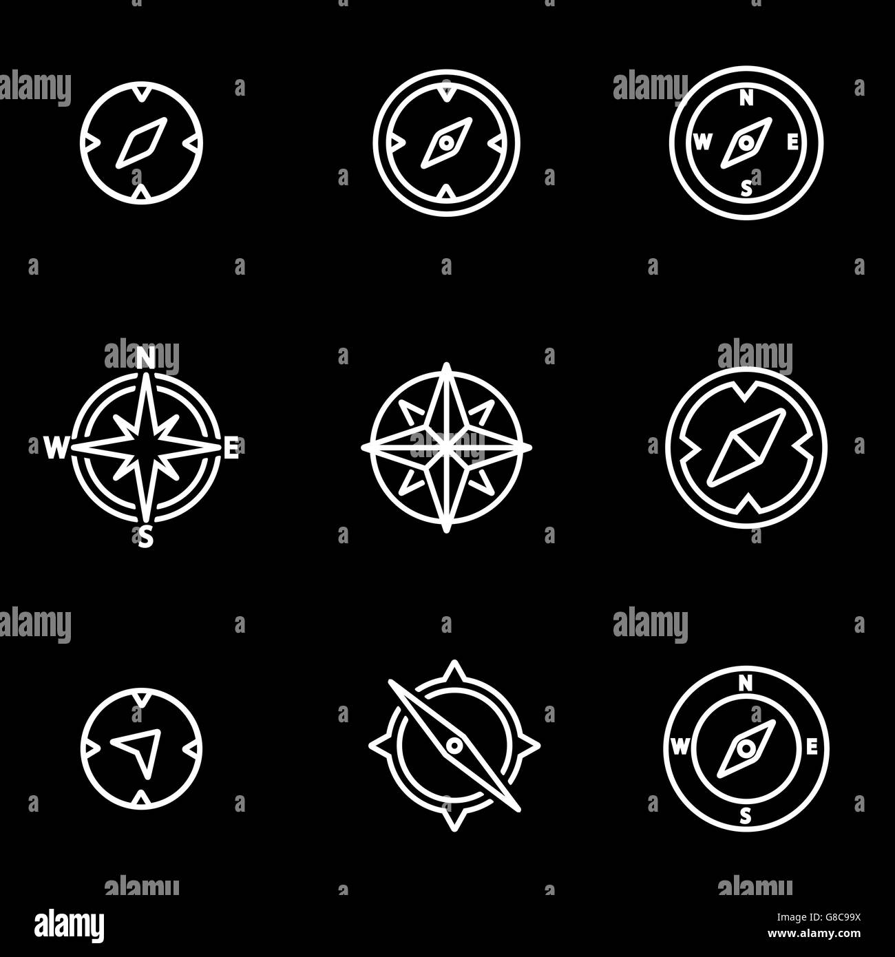 Vector line compass icon set Stock Vector Image & Art - Alamy
