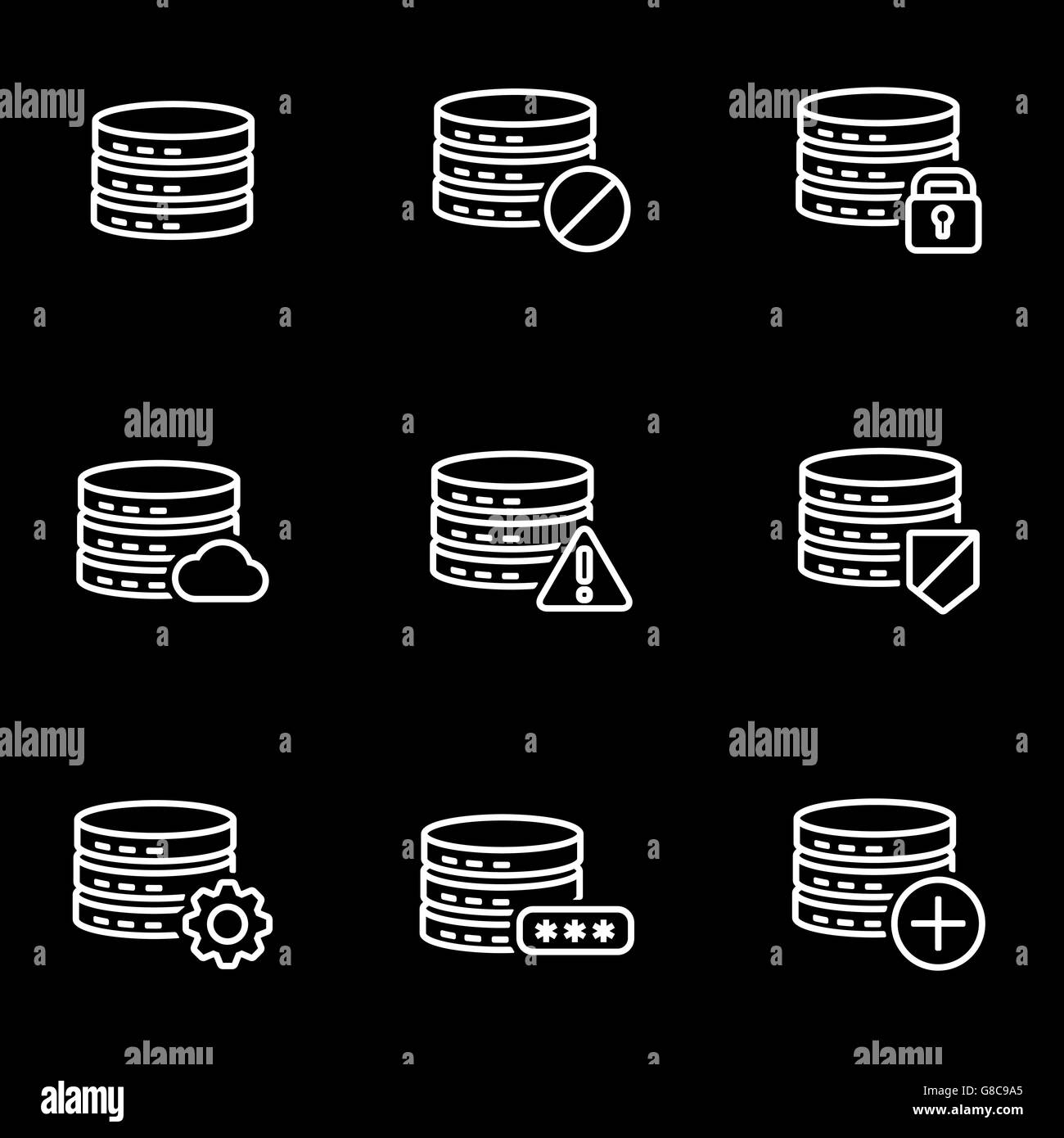 Vector line database icon set Stock Vector Image & Art - Alamy