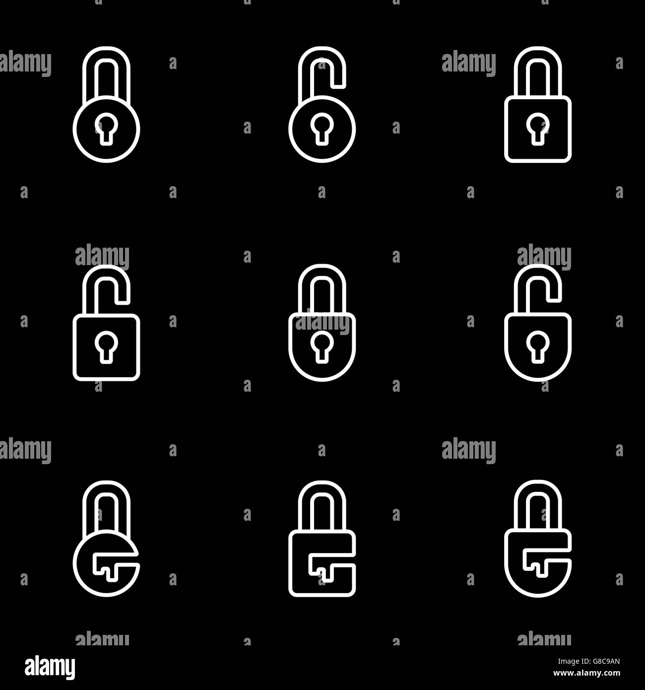 Vector line locks icon set Stock Vector Image & Art - Alamy