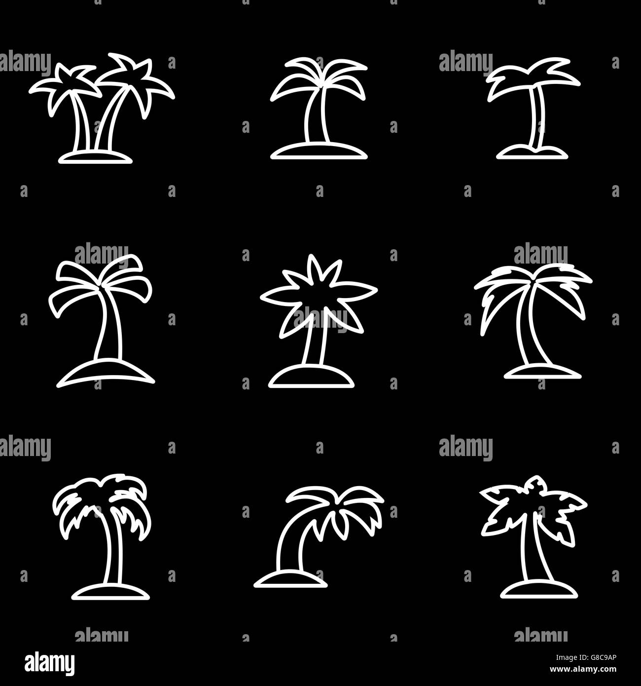 Vector line palm icon set Stock Vector Image & Art - Alamy