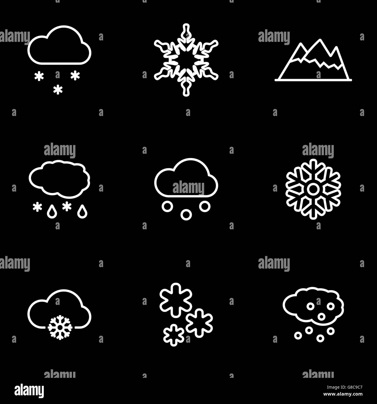 Vector line snow icon set Stock Vector Image & Art - Alamy