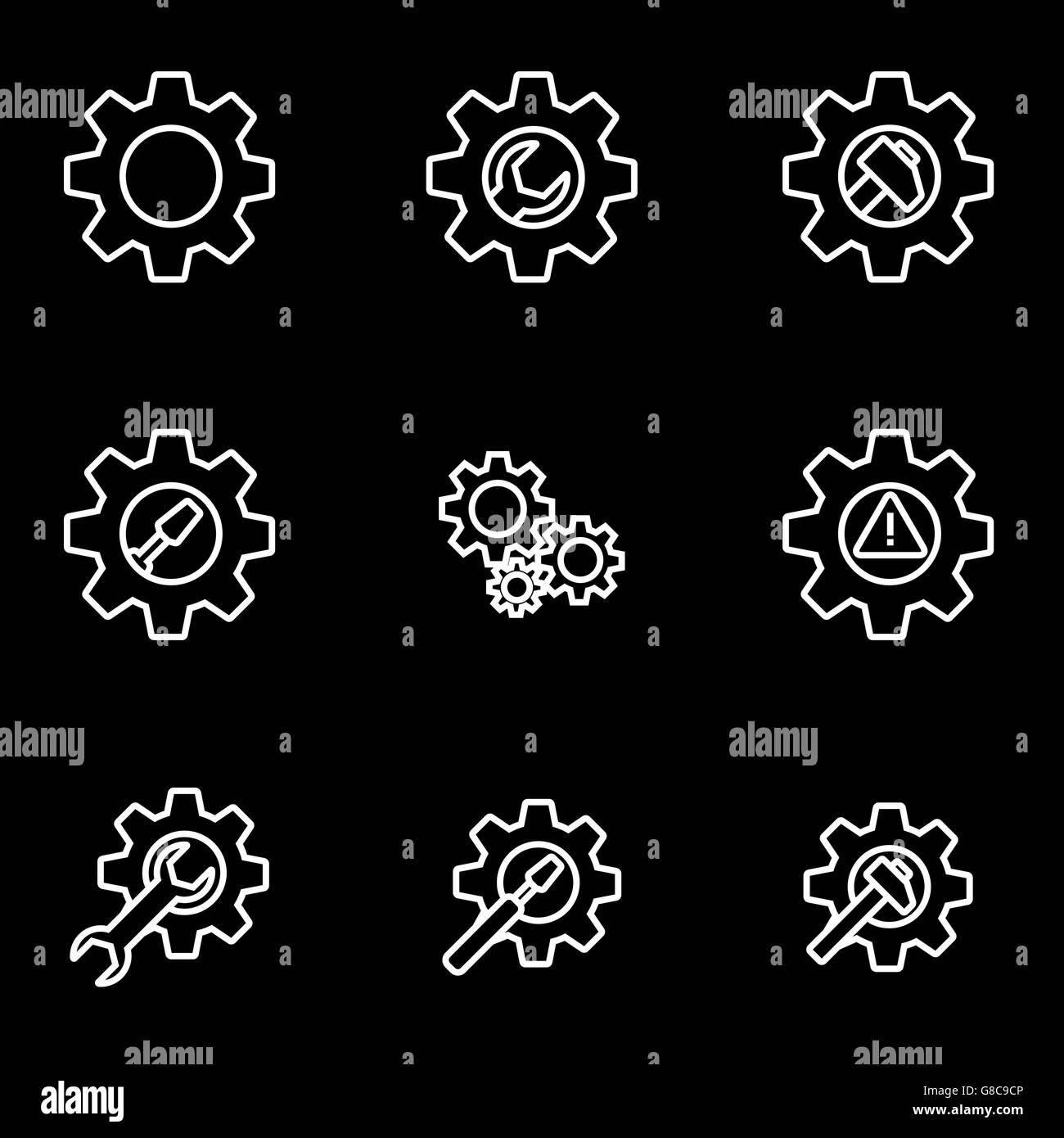 Vector line tools in gear icon set Stock Vector Image & Art - Alamy