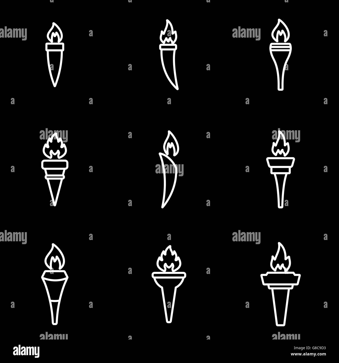 Vector line torch icon set Stock Vector Image & Art - Alamy