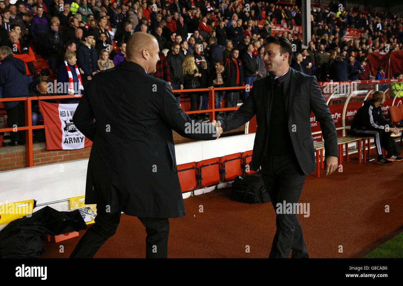 Nottingham Forest manager Dougie Freeman and Burnley manager Sean Dyche ...