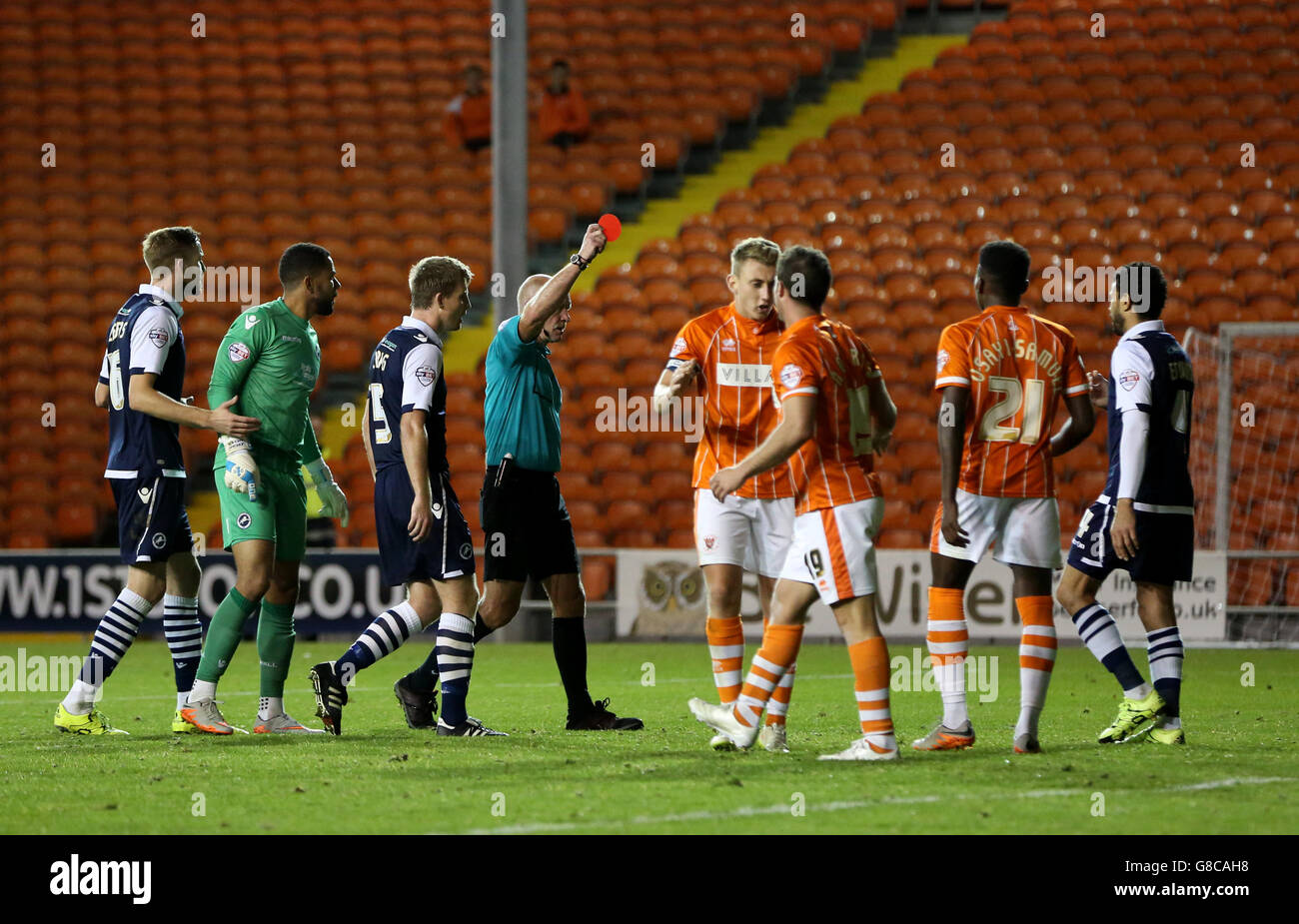 Match referee nigel miller sends odd millwalls carlos edwards right hi ...