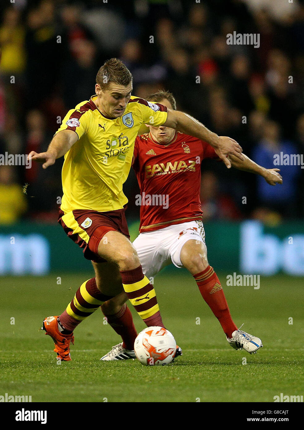 Nottingham Forest David Vaughan and Burnley's Sam Vokes (left) in ...