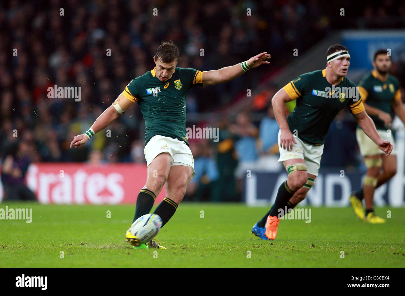South africas handre pollard kicks goal rugby world cup hi-res stock ...