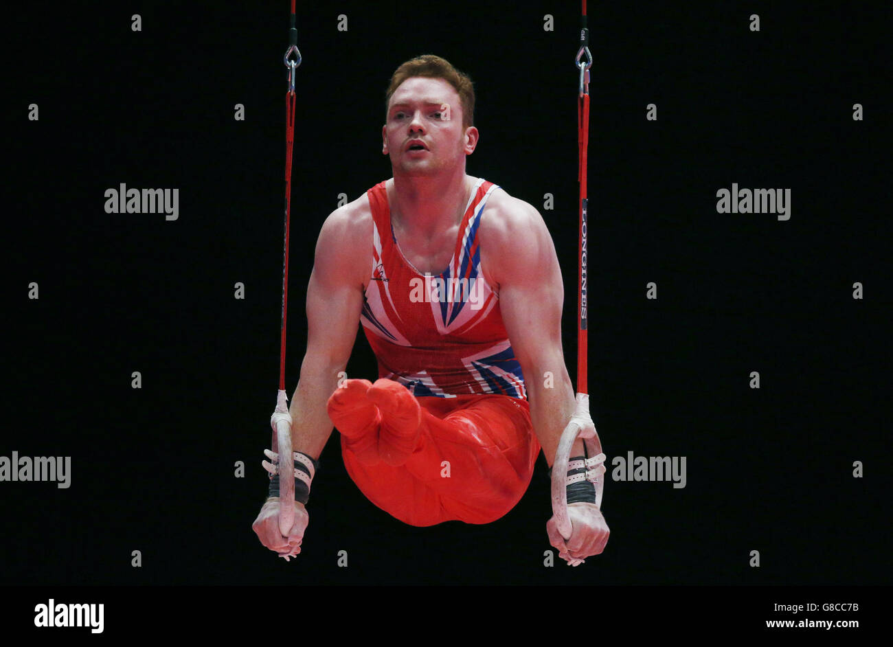 Great Britain's Daniel Purvis competes on the Still Rings during day ...