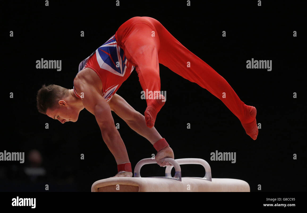 Great Britain's Brinn Bevan competes on the Pommel Horse during day ...