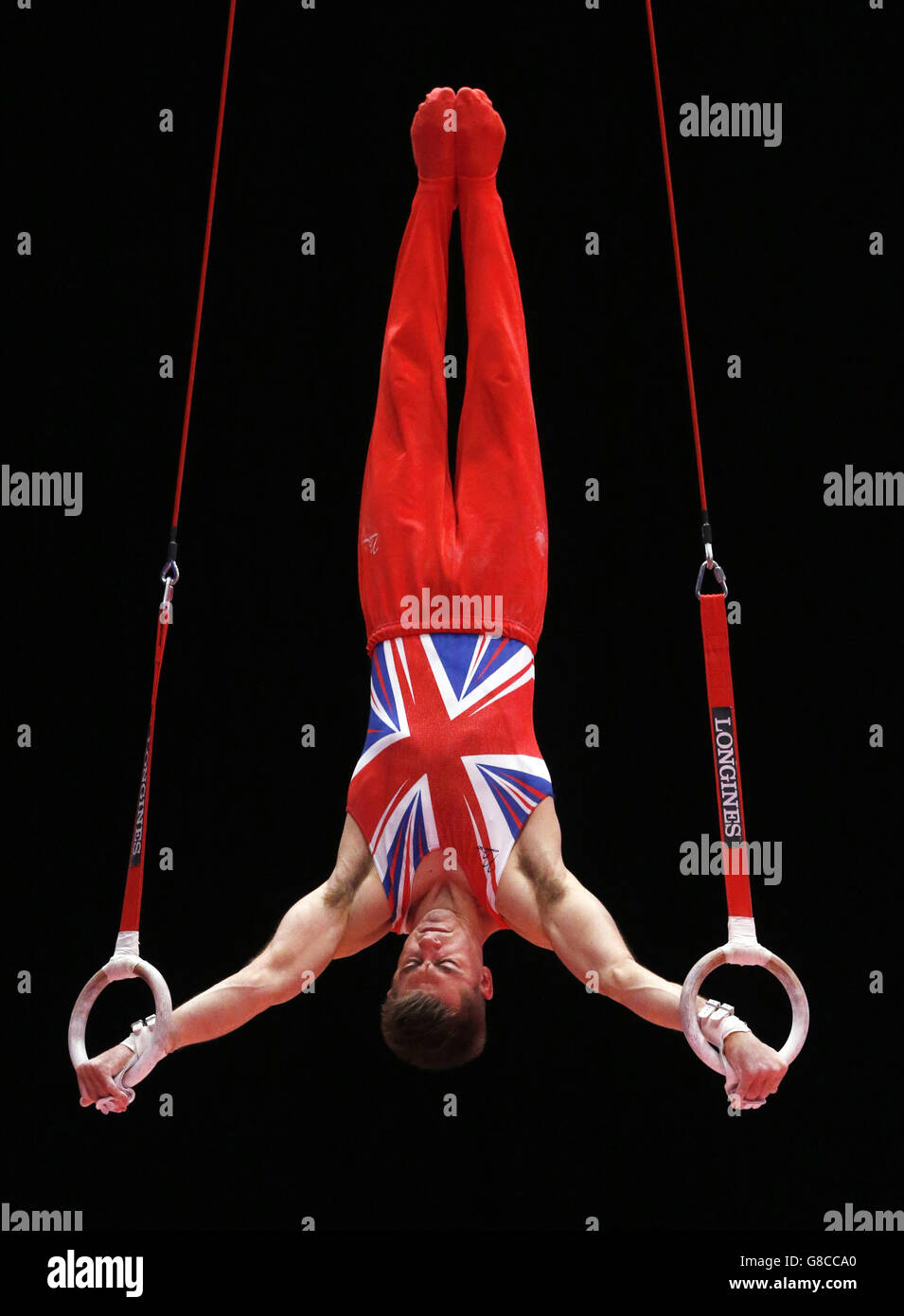 Great Britain's Max Whitlock competes on the Still Rings during day ...