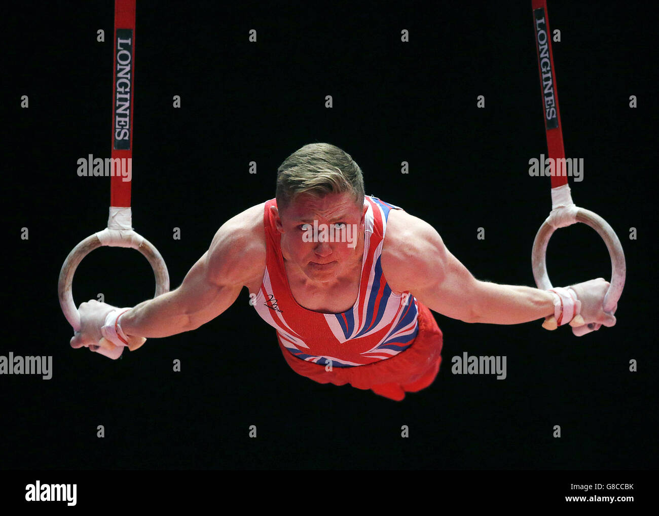 Great Britain's Nile Wilson competes on the Still Rings during day ...