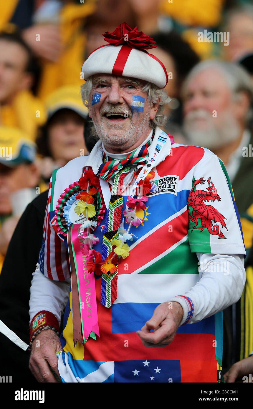 A rugby fan takes his seat for the Rugby World Cup, Semi Final at ...