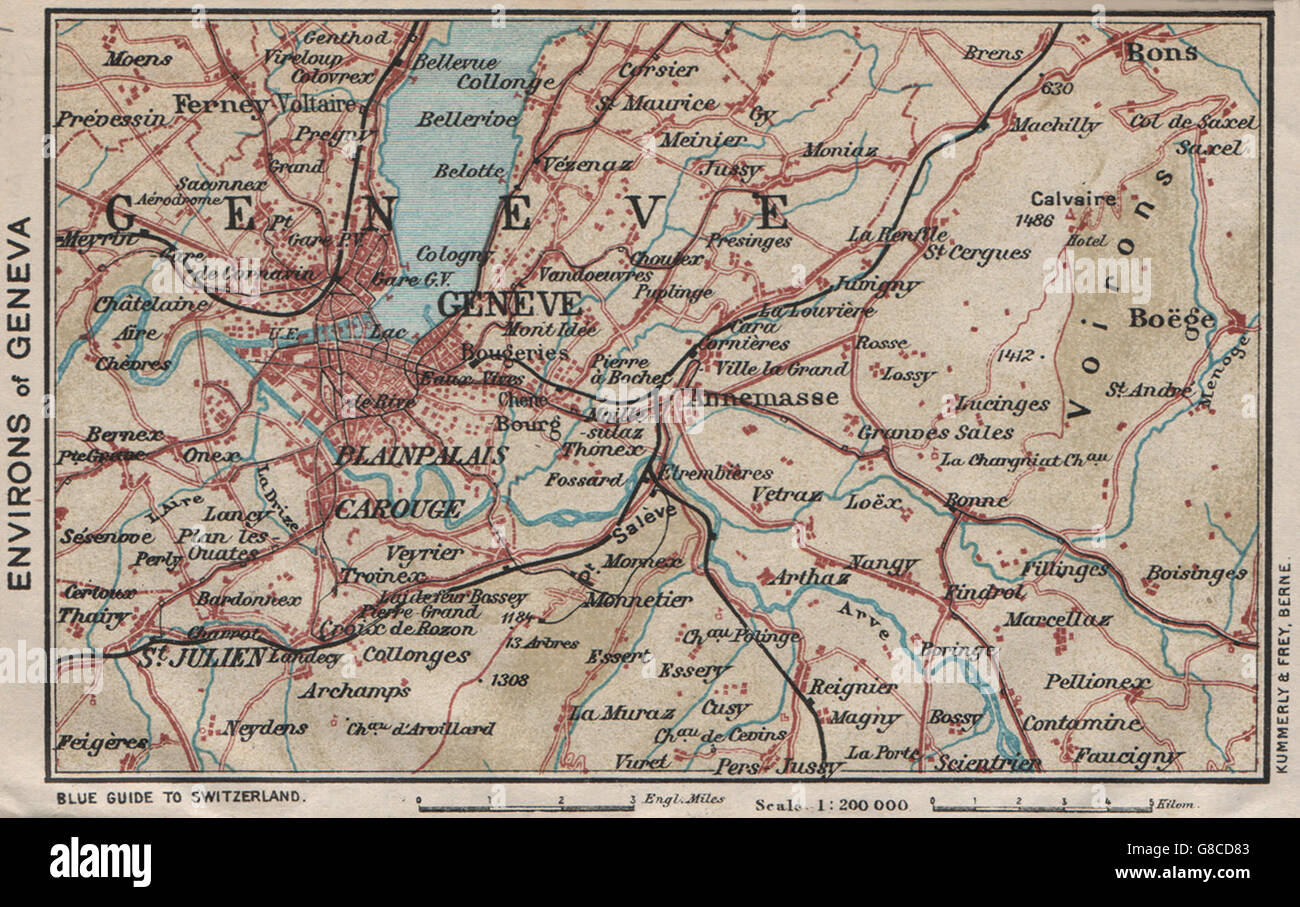 Geneva Map Modern City Map Of Geneva, Switzerland: Jet D'Eau, Palais