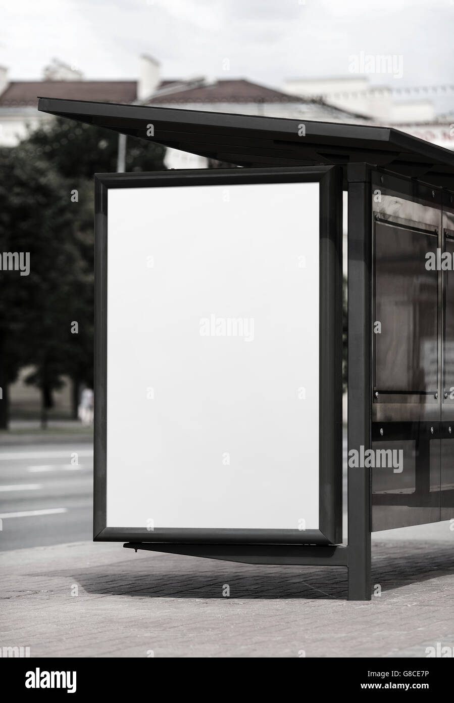 Blank billboard at the bus stop Stock Photo - Alamy
