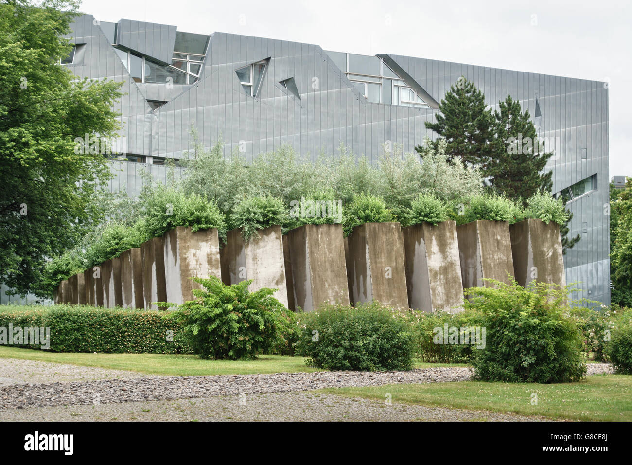 Berlin. The Jewish Museum (Daniel Libeskind, 1999). Russian Olive trees ...