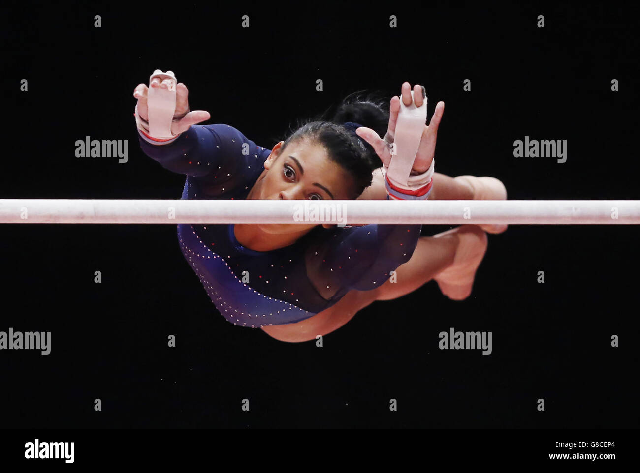 s Ellie Downie competes on the Uneven Bars during day five of the 2015 ...