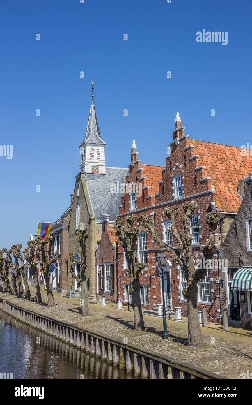 Church and old houses in the center of Sloten, Holland Stock Photo - Alamy