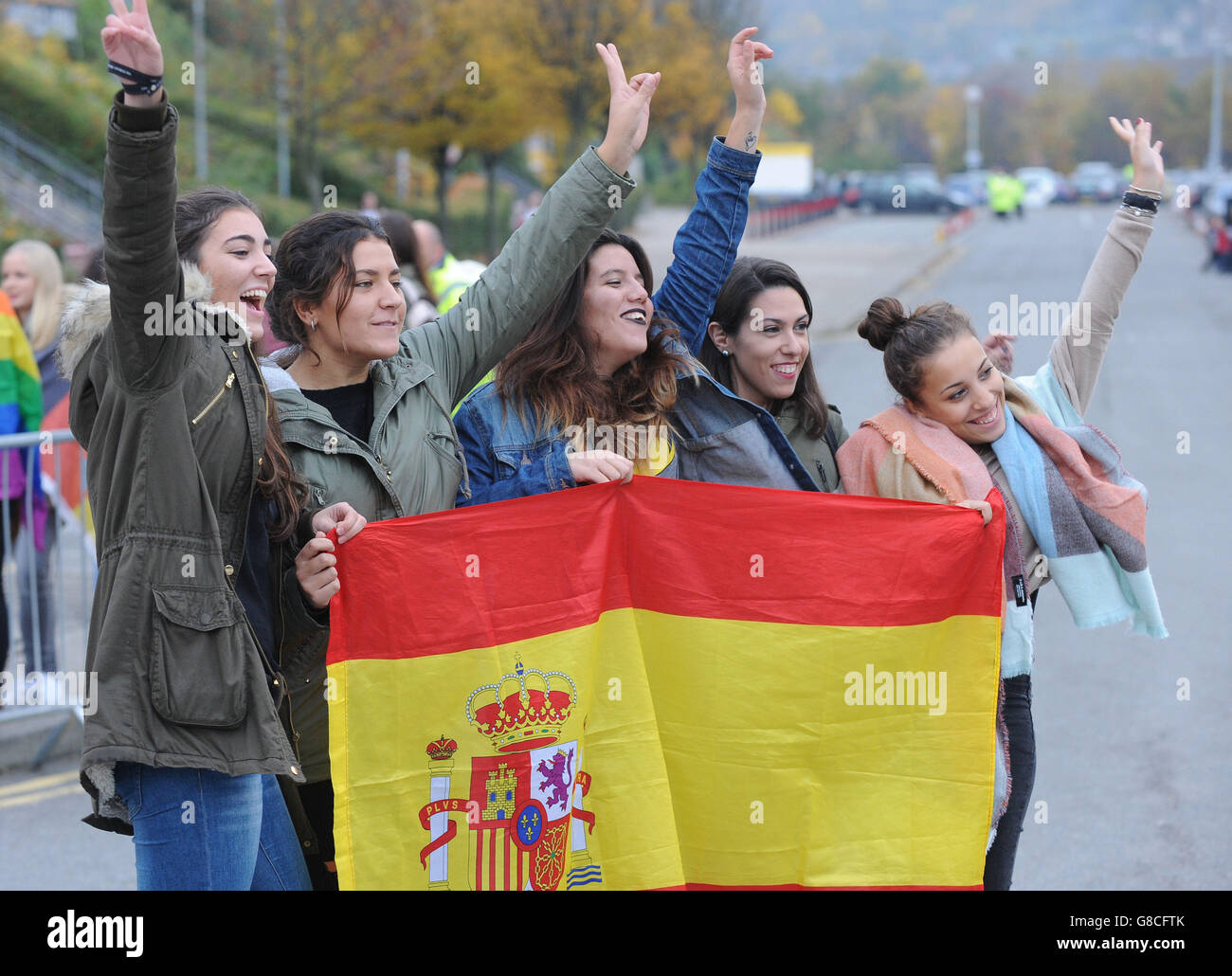 One direction fans from spain outside the sheffield arena hi-res stock ...