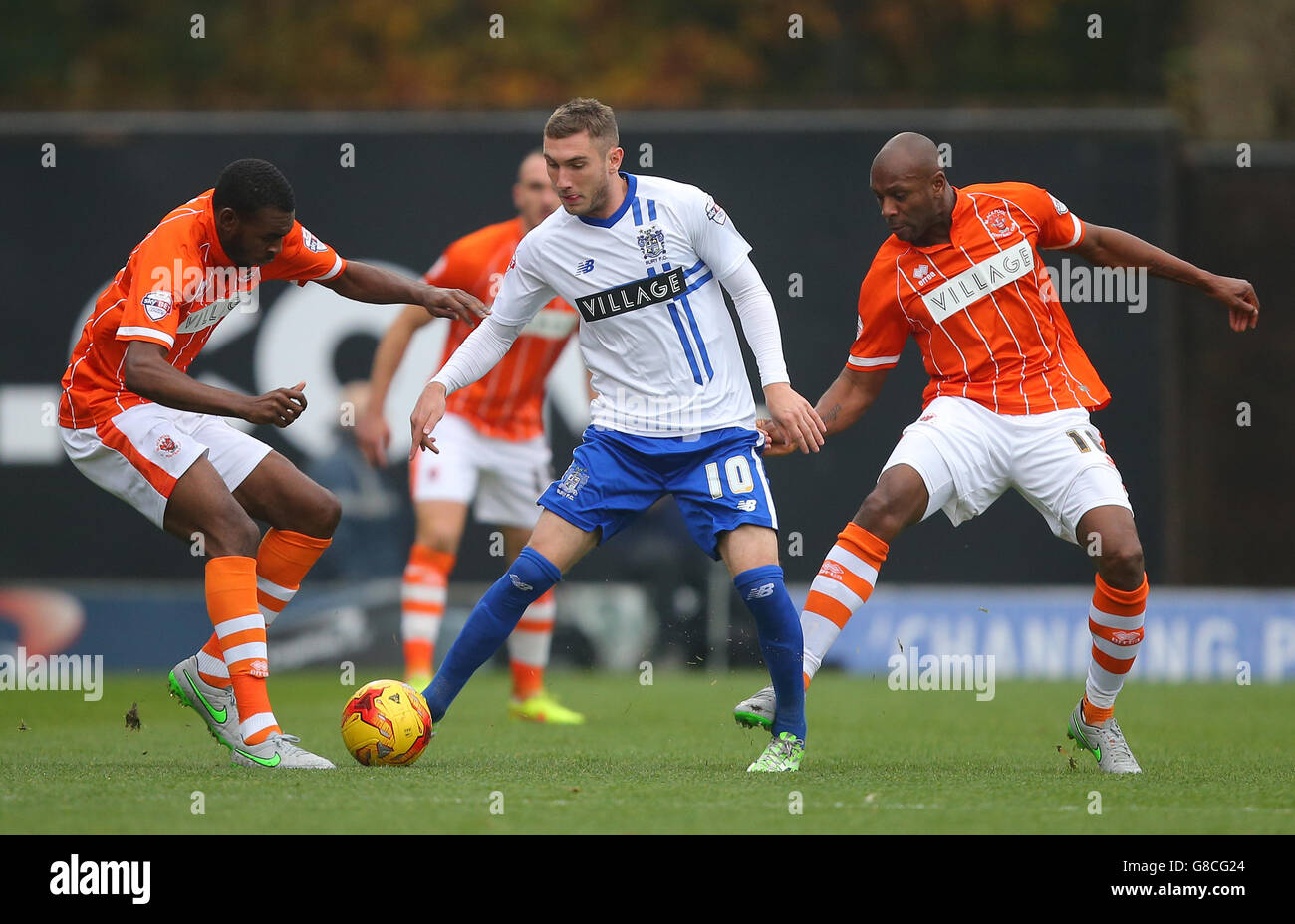 Blackpool's Hayden White and Blackpool's Emmerson Boyce close down Bury ...