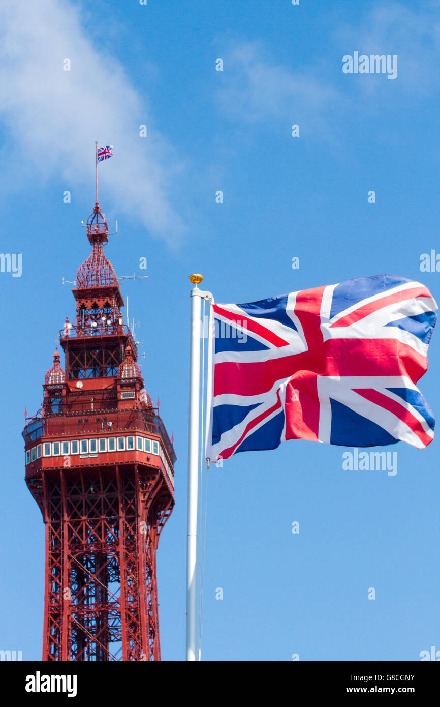 Blackpool tower flag hi-res stock photography and images - Alamy
