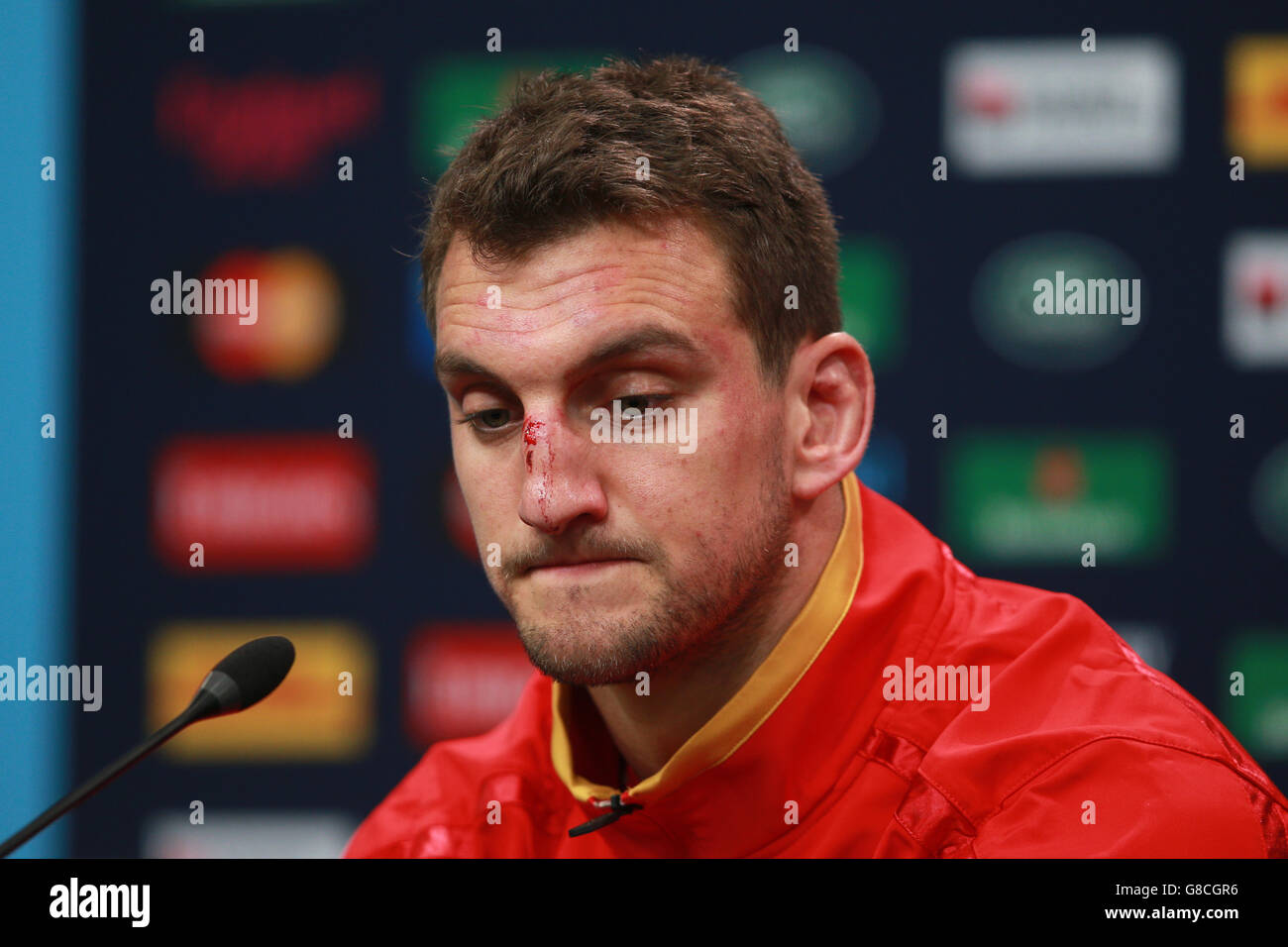 Wales captain Sam Warburton during a post-match press conference ...