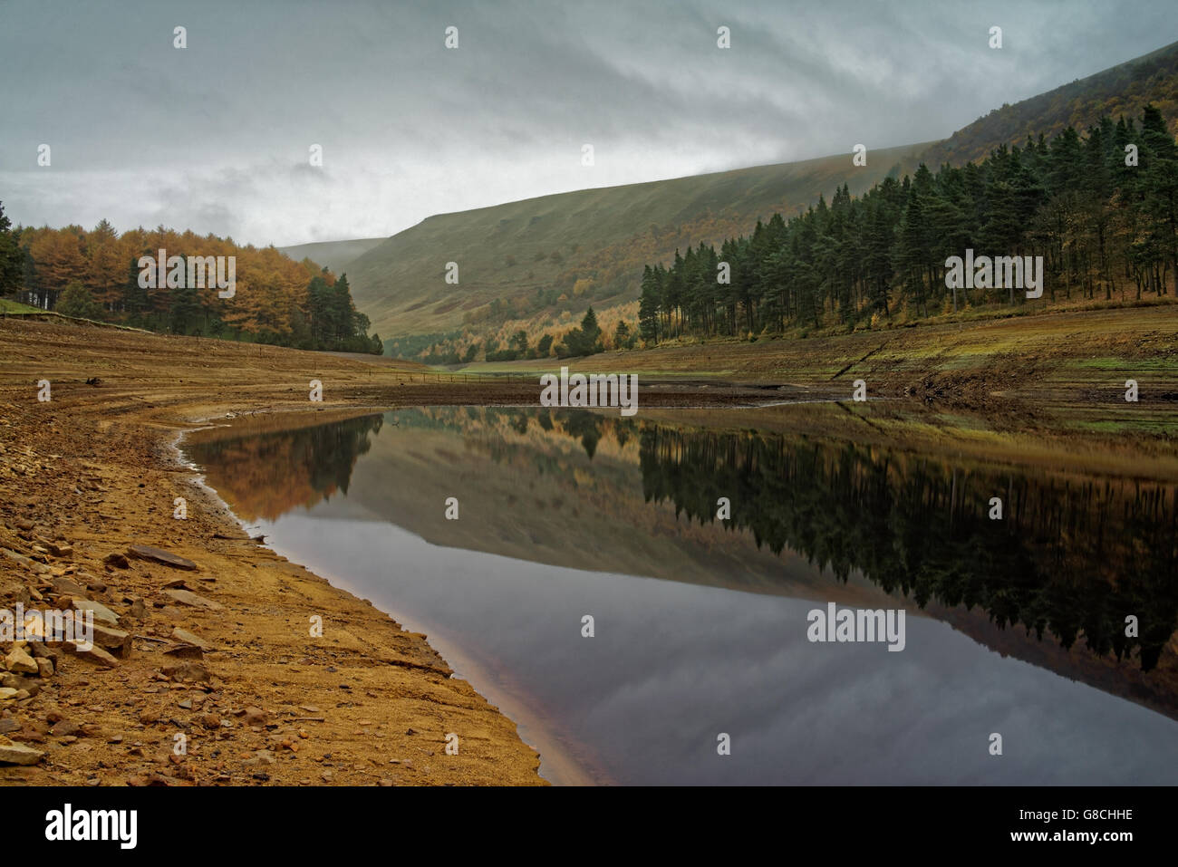 UK, Derbyshire, Peak District, Howden Reservoir Reflections Stock Photo ...