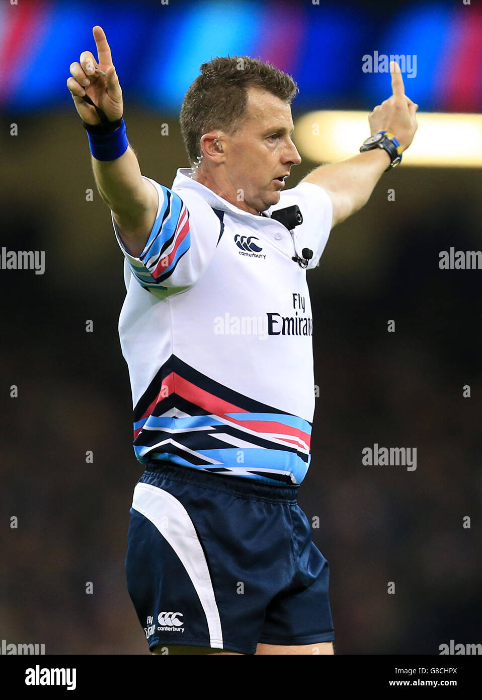Referee Nigel Owens during the Rugby World Cup game at The Millennium ...
